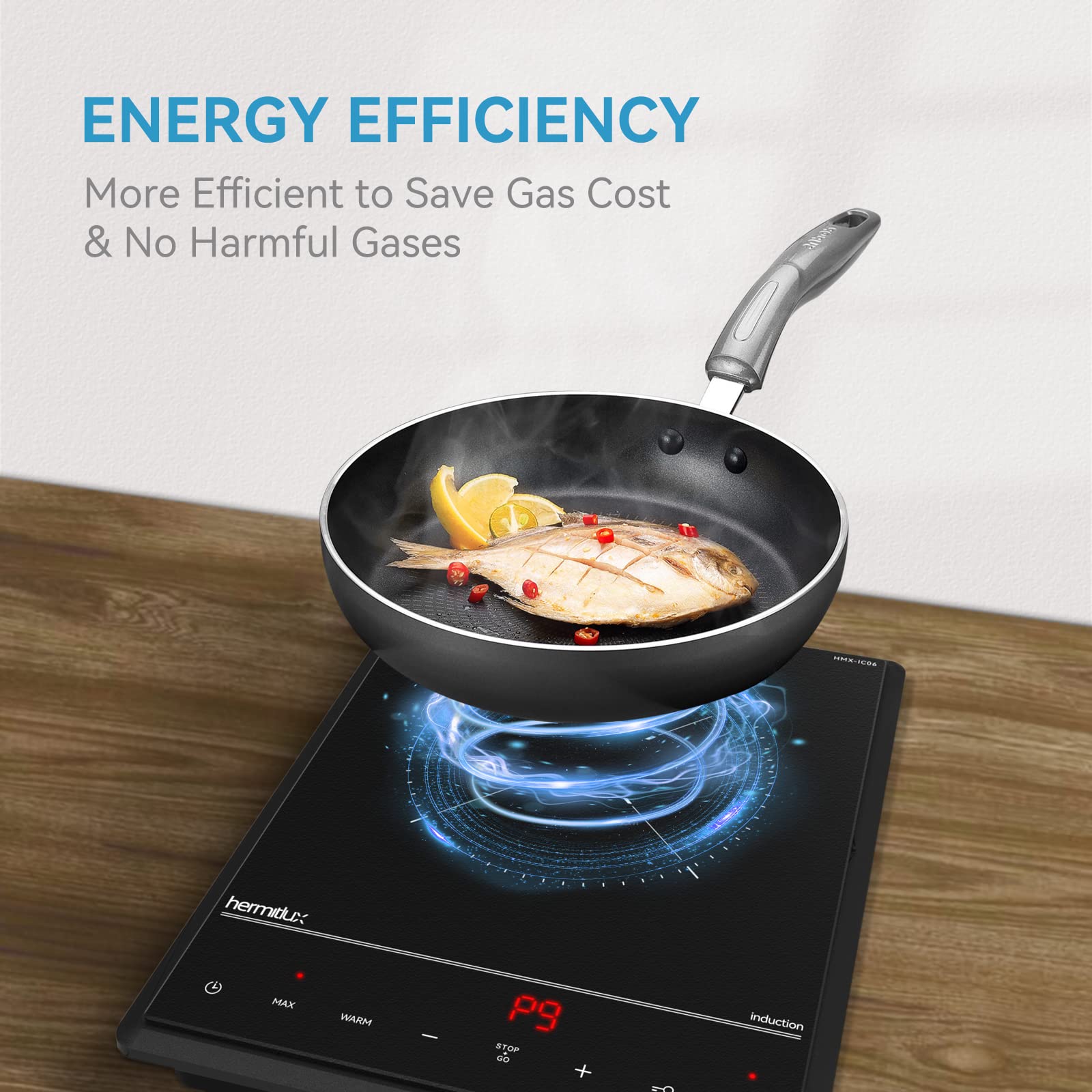 Hermitlux Portable Induction Cooktop, 1800W Professional Hot Plate with Sensor Touch & Safety Lock, 9 Power Setting Stove with Timer