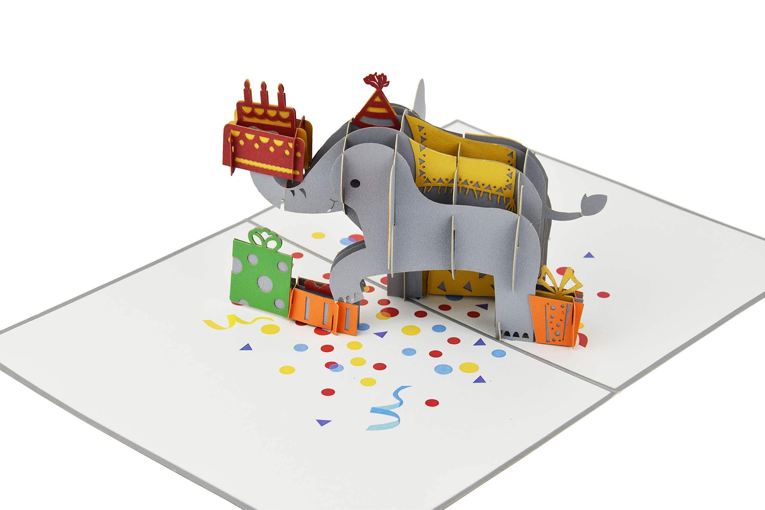 Teabug Cards Elephant Pop Up Card, Kid Birthday Card, Party Celebration Greeting Card