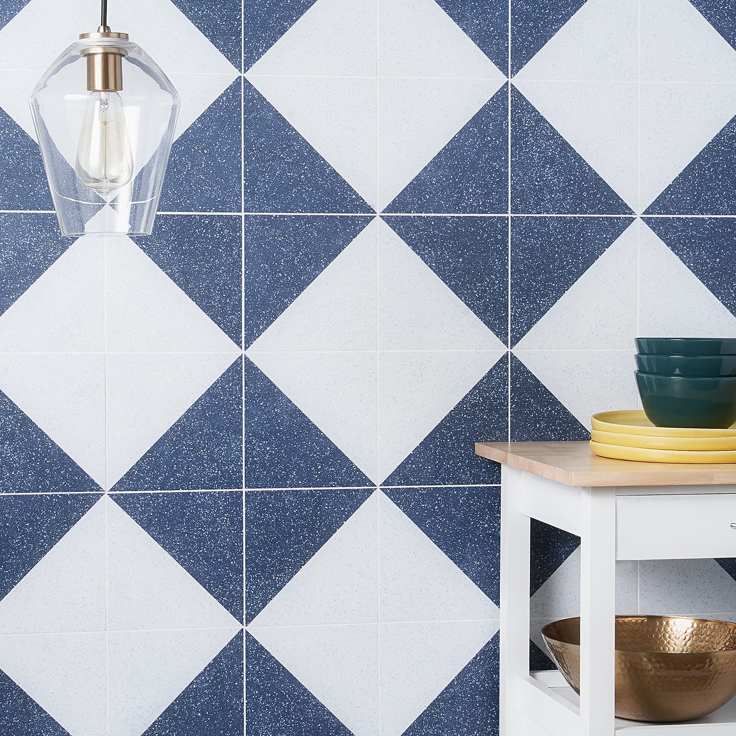 Elizabeth Sutton Cameo Terrazzo Dos Navy 7.87 in. x 7.87 in. Matte Porcelain Floor and Wall Tile (10.76 Sq. Ft. / Case)