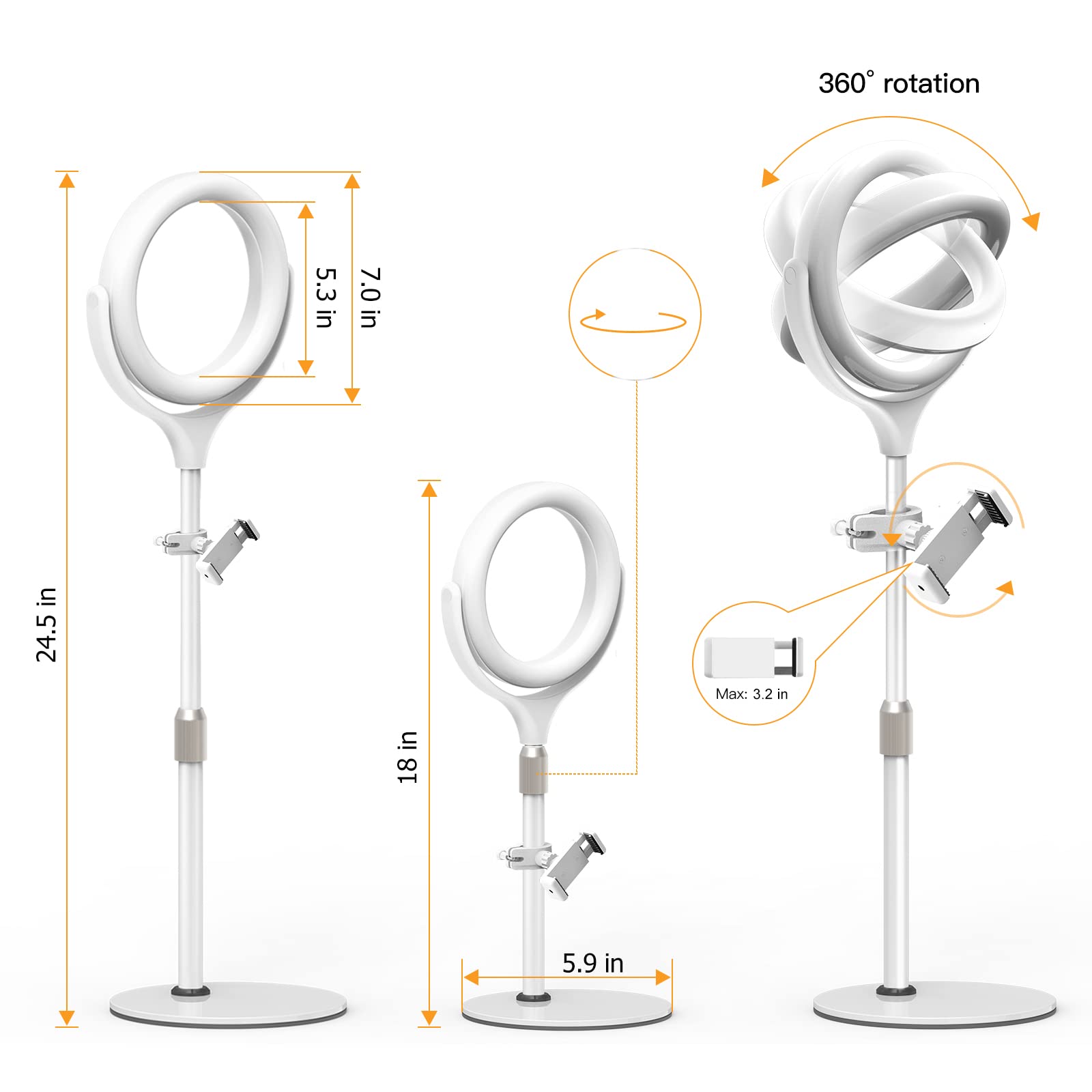 Desktop Ring Light for Zoom Meetings - 8'' Computer Ring Light with Stand and Phone Holder, Laptop Ring Light for Video Conference/Online Video Call/Make up/Video Recording/Webcam/Live Streaming