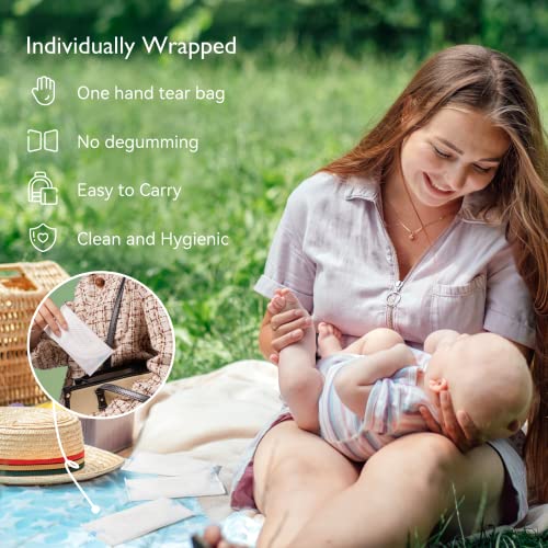 Momcozy Bamboo Fiber Disposable Nursing Pads, 100% Natural Materials and 100% Biodegradable, Skin Contacts Only Most Natural Materials, for Sensitive Skin, Individually Packaged(80 Count)