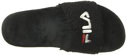 Fila Women's Fuzzy Slide Sandal, Black Red/White, 9