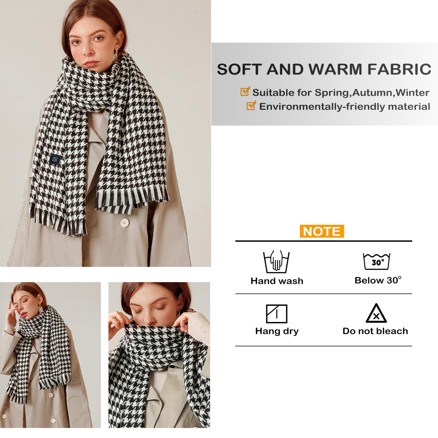 EN'DA professional Heated Scarf for Women Upgraded with 5V 5000mAh Rechargeable Battery Shawl Electric Heated Neck Pad for Winter