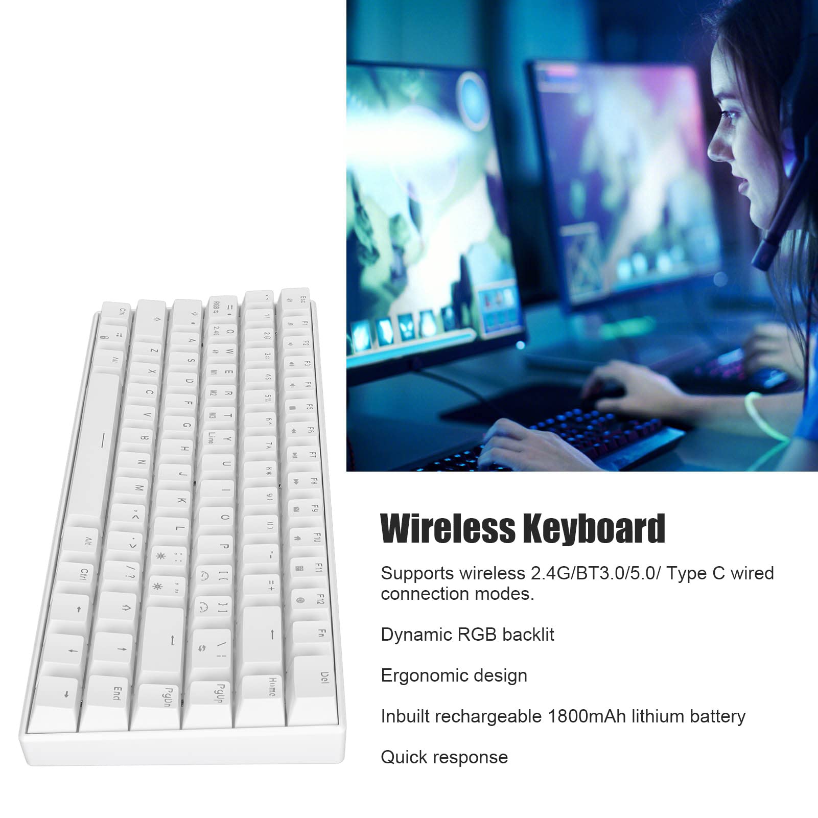 Gaming Keyboard 82 Keys Mechanical Keyboard for PC Desktop Laptop