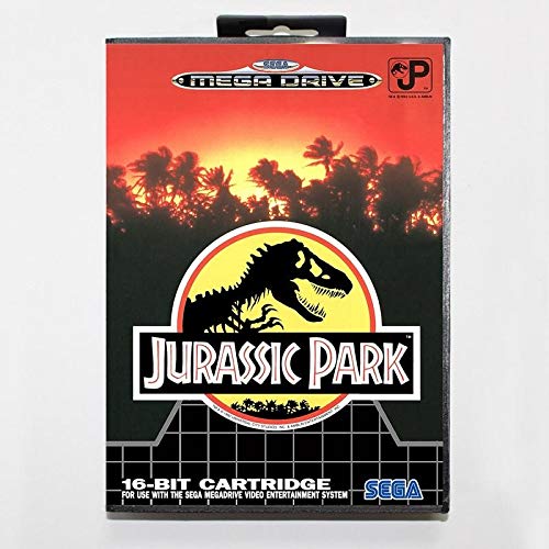 Sega MD games card - Jurassic Park with box for Sega MegaDrive Video Game Console 16 bit MD card - MD card Game Card For Sega Mega Drive For Genesis