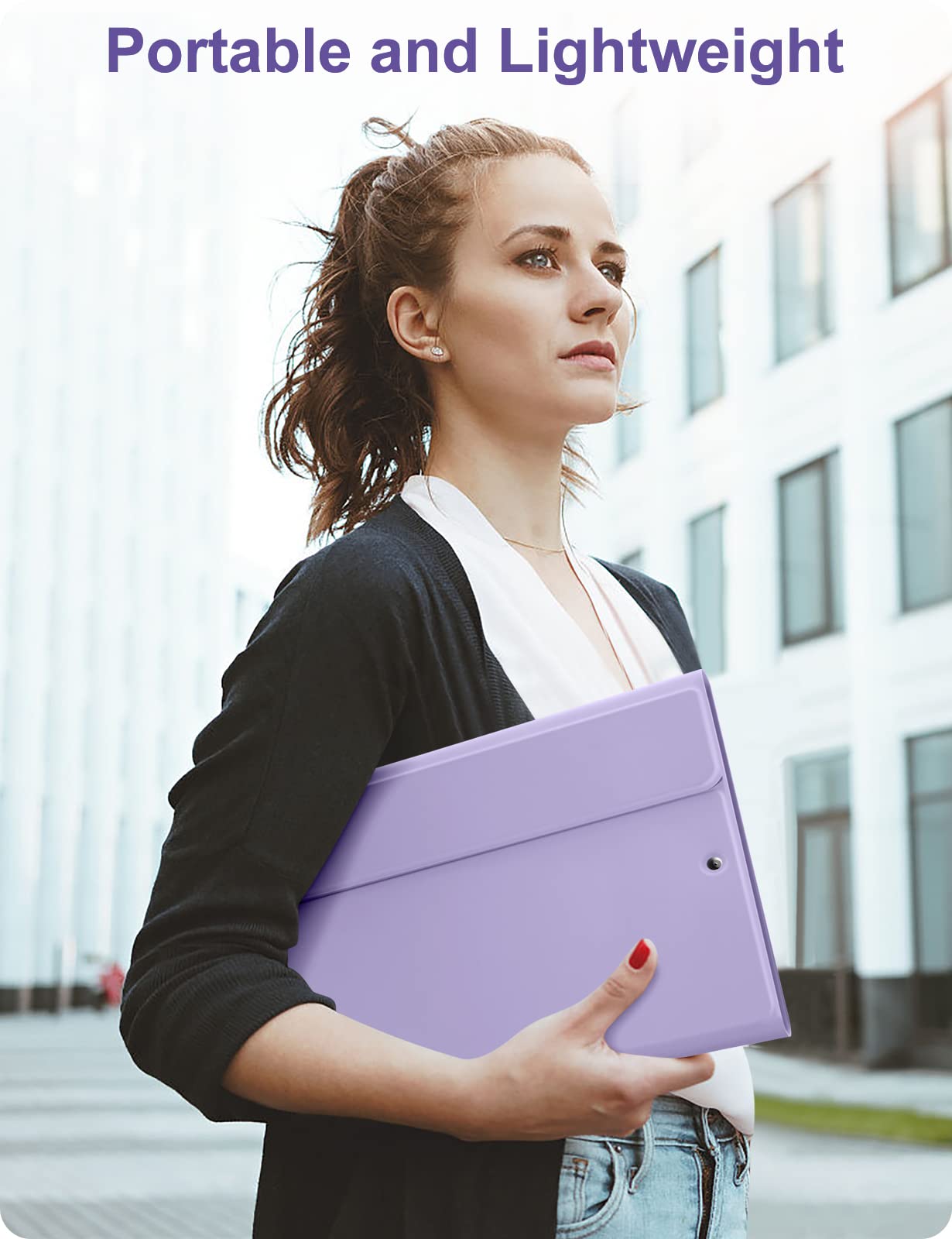 Hamile for iPad 9th Generation Case with Keyboard 10.2 Inch - Backlit Wireless Detachable Folio Keyboard Cover with Pencil Holder for iPad 8th Gen/7th Gen/iPad Pro 10.5"/iPad Air 3rd Gen (Purple)