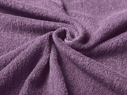 SIORO Terry Cloth Robe for Women Kimono Long Cotton Bathrobe for Spa Shower Hot Tub Hotel, Soft Absorbent Fuzzy Towel Robe bata de baño with Pockets, Plum Medium