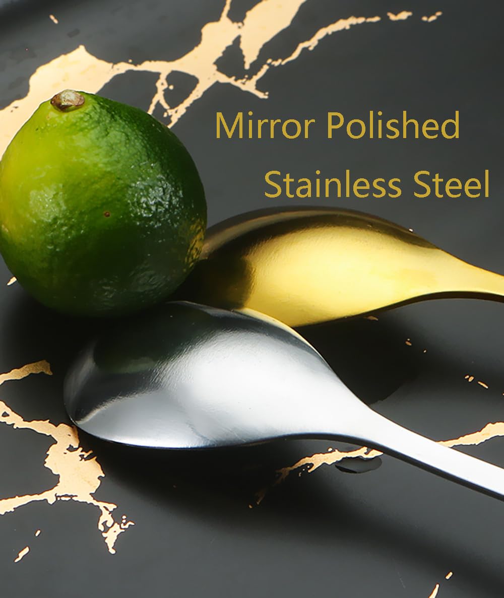 Gold Leaf 6.5inch Teaspoons Set of 6, Stainless Steel Espresso Stirring Spoons,Long Handle Coffee Stir Spoons Set for Coffee Bar, Home Tea Party, Drink
