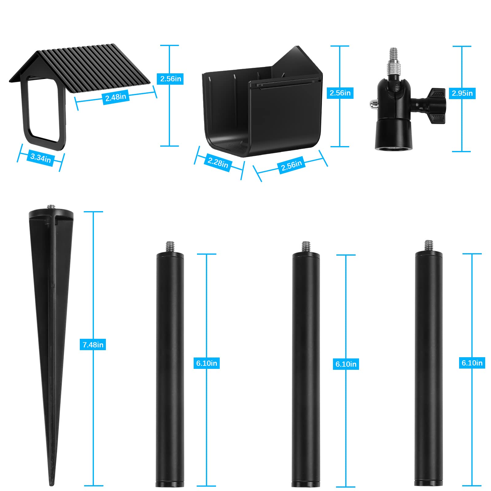 Holicfun Adjustable Ground Stake Mount with Weatherproof Cover for Wyze Cam v3 and Wyze Cam v3 Pro Camera, Black