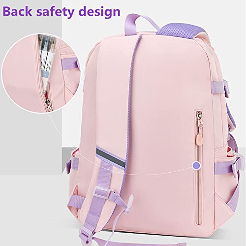 MOONASE Kawaii Bunny Backpack For Girls Bookbag Cute School Bag With Kawaii Pin Bunny Backpack (Purple, Large)