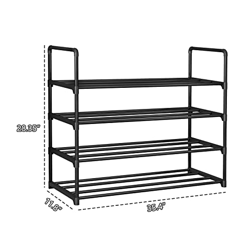 INGIORDAR Shoe Rack 4 Tier Metal Stackable Organizer Storage Shelf Hold 16-20 Pairs for Closet Entryway Bedroom, Black…
