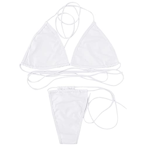 INGWHW Strappy Lingerie Bodysuit, Red Lingerie Top Sexy Women Lingerie Babydoll Lingerie For Women's Split Fashion Solid Color Print Bikini Underwear (With Chest Pad) Pajamas Lengerie (XXL, White)