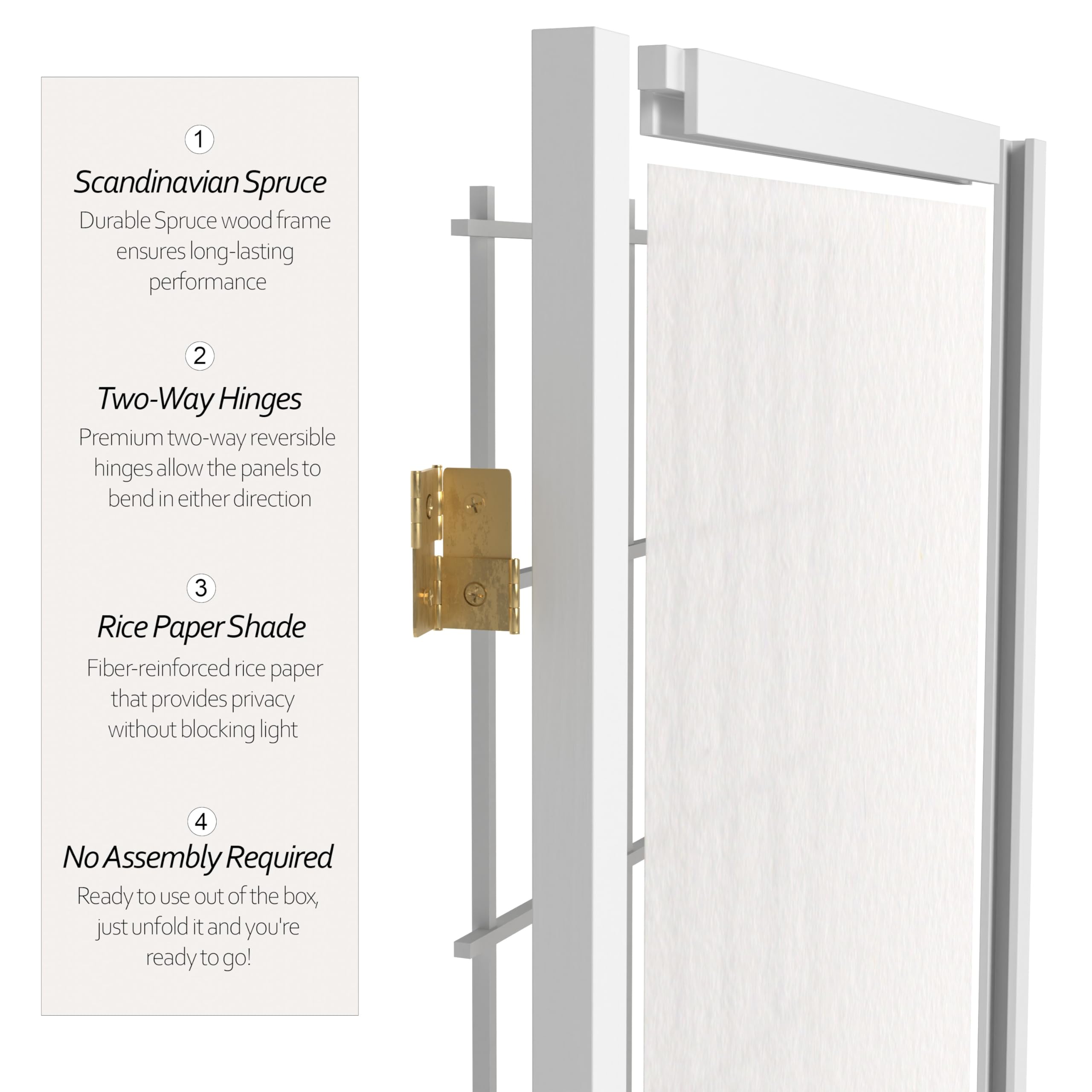 Red Lantern 6 ft. Tall Window Pane Shoji Screen-White-3 Panels Room Divider