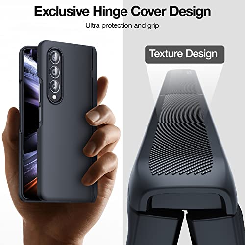 TORRAS Armor Stand Galaxy Z Fold 4 Case, [MIL-Grade Hinge Protection] [Invisible Kickstand for Full Screen Viewing], Matte Hard Case Slim Protective Designed for Samsung Galaxy Z Fold 4 Case Black