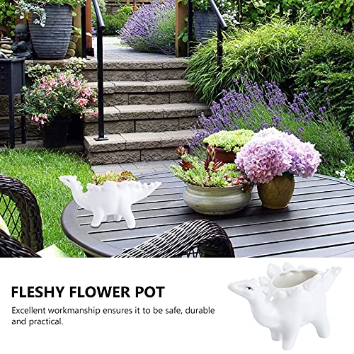 Happyyami Dinosaur Ceramic Flower Pot Ceramic Planter Succulent Planter Decorative Planter Indoor pots for Plants planters for Indoor Plants Succulents Cartoon Plant Pot Cactus Planter Juicy