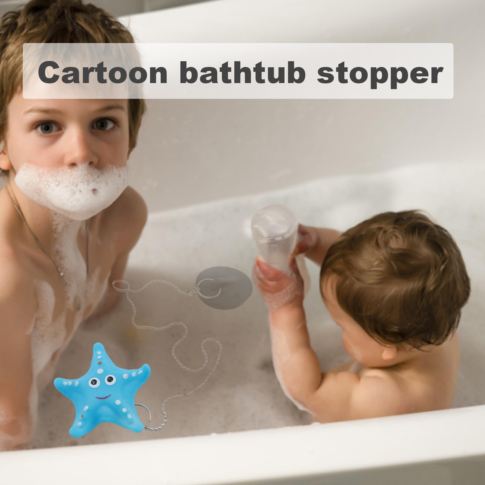 KUYYFDS Drain Stoppers, Bath Plug and Chain Universal Sink Plug Rubber Starfish Floating Bath Tub Stopper for Bathroom Kitchen Washbasin