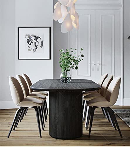 LAKIQ Black Dining Table Modern Solid Wood Dining Room Table Contemporary Oval Double Pedestal Kitchen Table Conference Room Table Kitchen Island Table-Table Only(78.7" L x 35.4" W x 29.5" H)