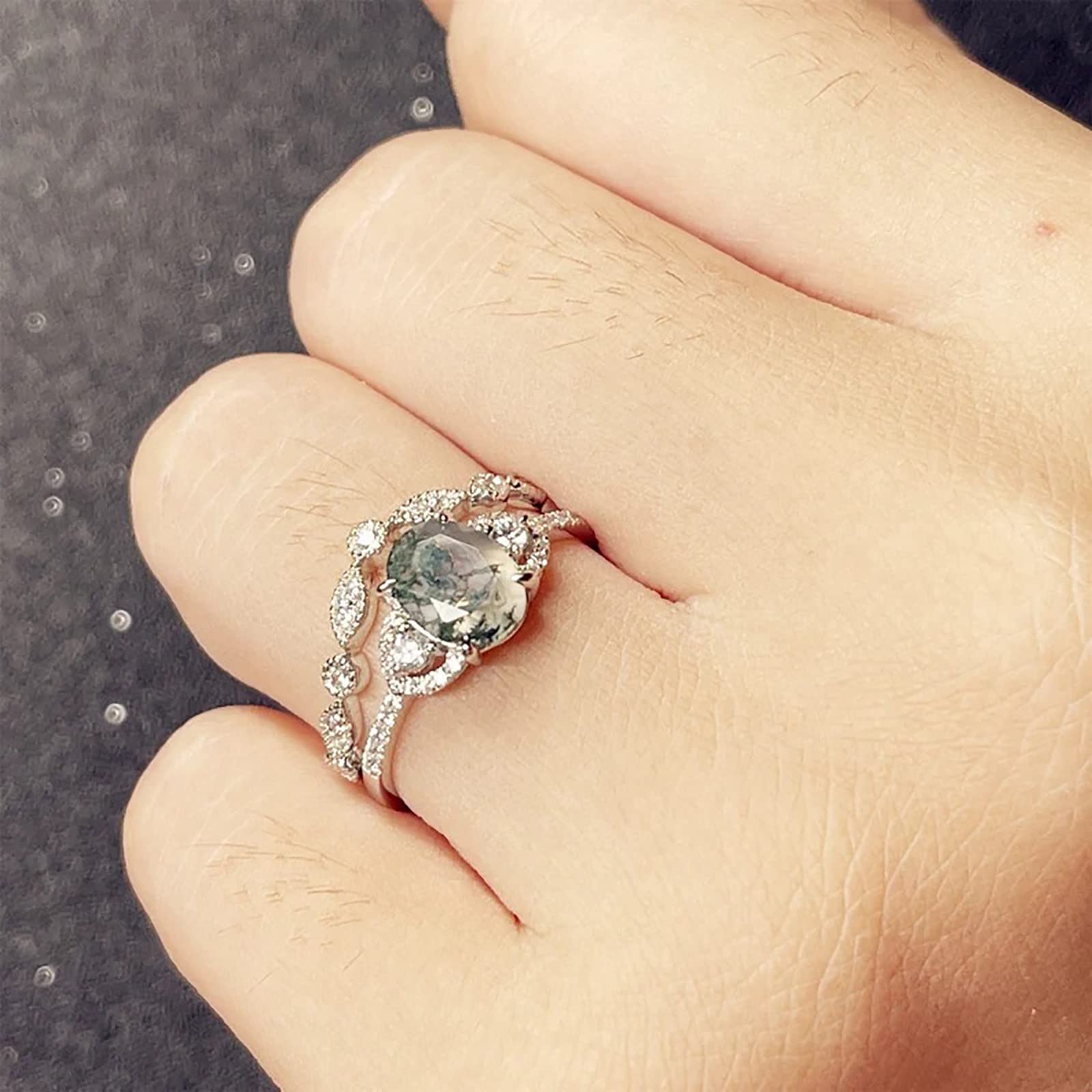 Engagement Rings for Women,Statement Gold RingsWhite Topaz Sterling Silver Ring Birthday and Christmas Gift for Her