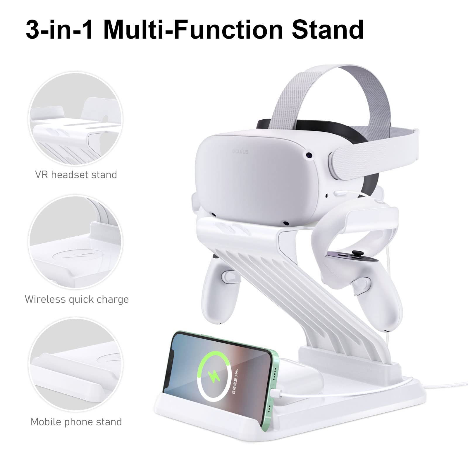 Enhanced Charging Dock and Touch Controller Grip Cover Compatible for Quest 2