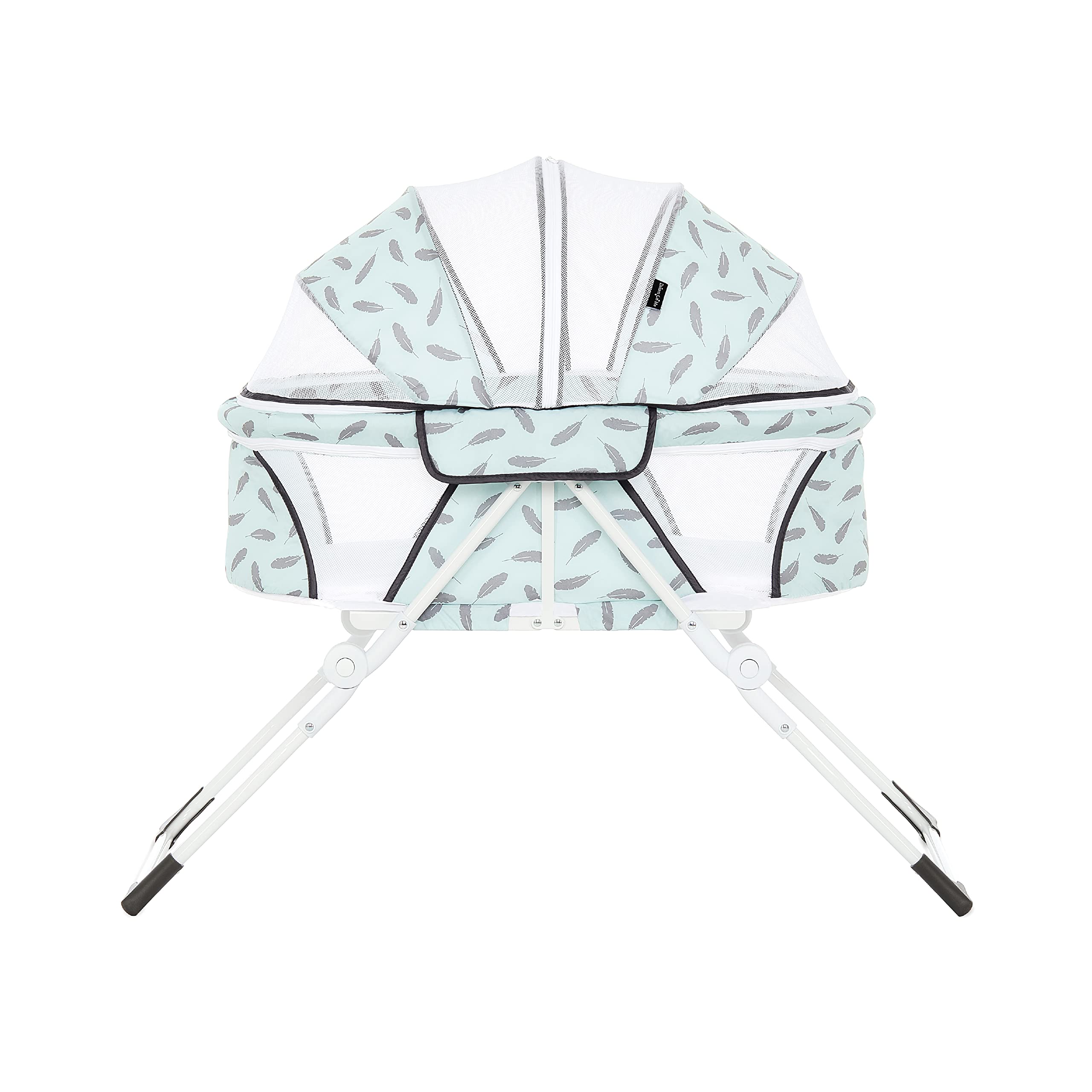 Dream On Me Karley Plus Baby Bassinet, Lightweight Compact Portable Bassinet, Easy and Quick Fold with Removable Double Canopy, Breathable Mesh Design, Ice Black