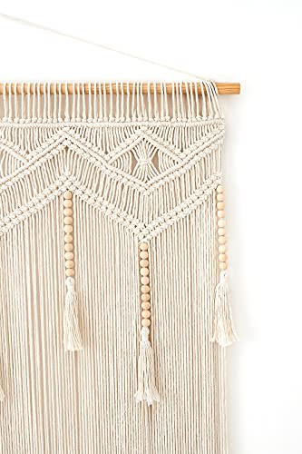 Mkono Macrame Wall Hanging Large Boho Decor Woven Wall Tapestry Chic Art Tassel Christmas Decoration for Backdrop over Bed Bedroom Nursery Dorm Classroom, Including Hanging Rod, 36''W x 42''H