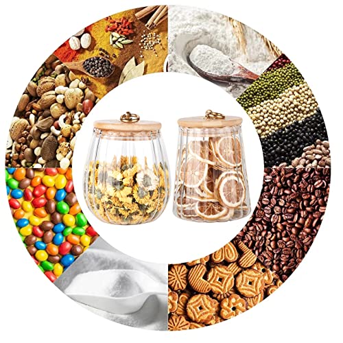 IZEJAZT Irregular storage glass jars,Glass jar canisters with airtight lids,Wide mouth mason jars,Overnight oats jars,Cookie jar,Candy jar,Spice Jars With Bamboo Lids (Oval, 1-Pack)
