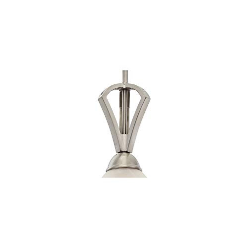 Possini Euro Design Milbury Satin Nickel Silver Mini Pendant Light 6" Wide Modern White Alabaster Glass Shade Fixture for Dining Room House Entryway Bedroom Kitchen Island Hallway High Ceilings