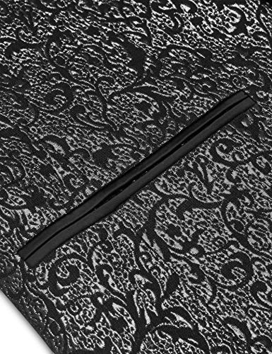 COOFANDY Mens Floral Tuxedo Jacket Dinner Jackets Blazers Paisley Shawl Lapel Formal Suit Jacket Slim Fit for Christmas Prom Party Silver
