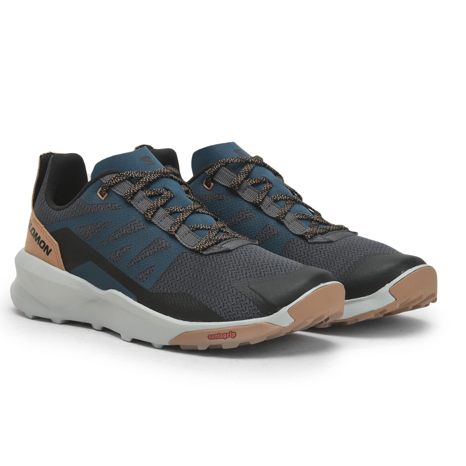 Salomon Patrol Hiking Shoes for Men Climbing, Magnet/Pearl Blue/Tobacco Brown, 7