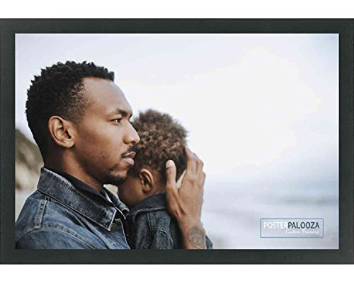 Poster Palooza 14x24 Frame Black Modern Solid Wood Picture Frame | UV Acrylic Plexiglass, Foam Board Backing & Hanging Hardware Included