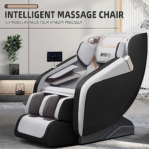 MMQ Massage Chair Zero Gravity Full Body-Electric Shiatsu Recliner with Back Heating and Foot Roller,Built-in Bluetooth Speakers for Home and Office,Plug and Play (Brown)