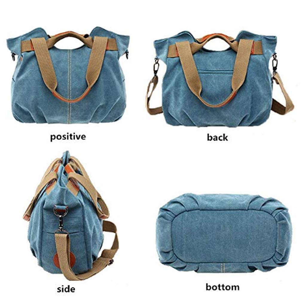 coofig Womens Canvas Handbags Bulk Hobo Tote Bags Vintage Retro Casual Shoulder Bags (blue)