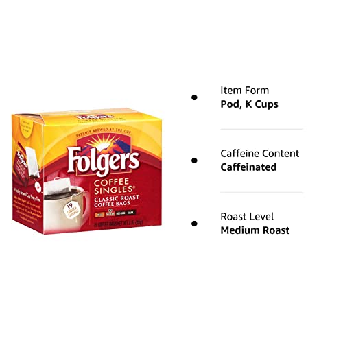 Folgers Coffee Singles - 19 packets per box, 12 boxes per case