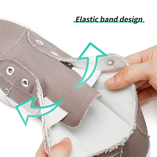 Women's Slip on Shoes Non Slip Canvas Shoes Fashion Canvas Sneakers Low Top Casual Shoes(Grey-US9)