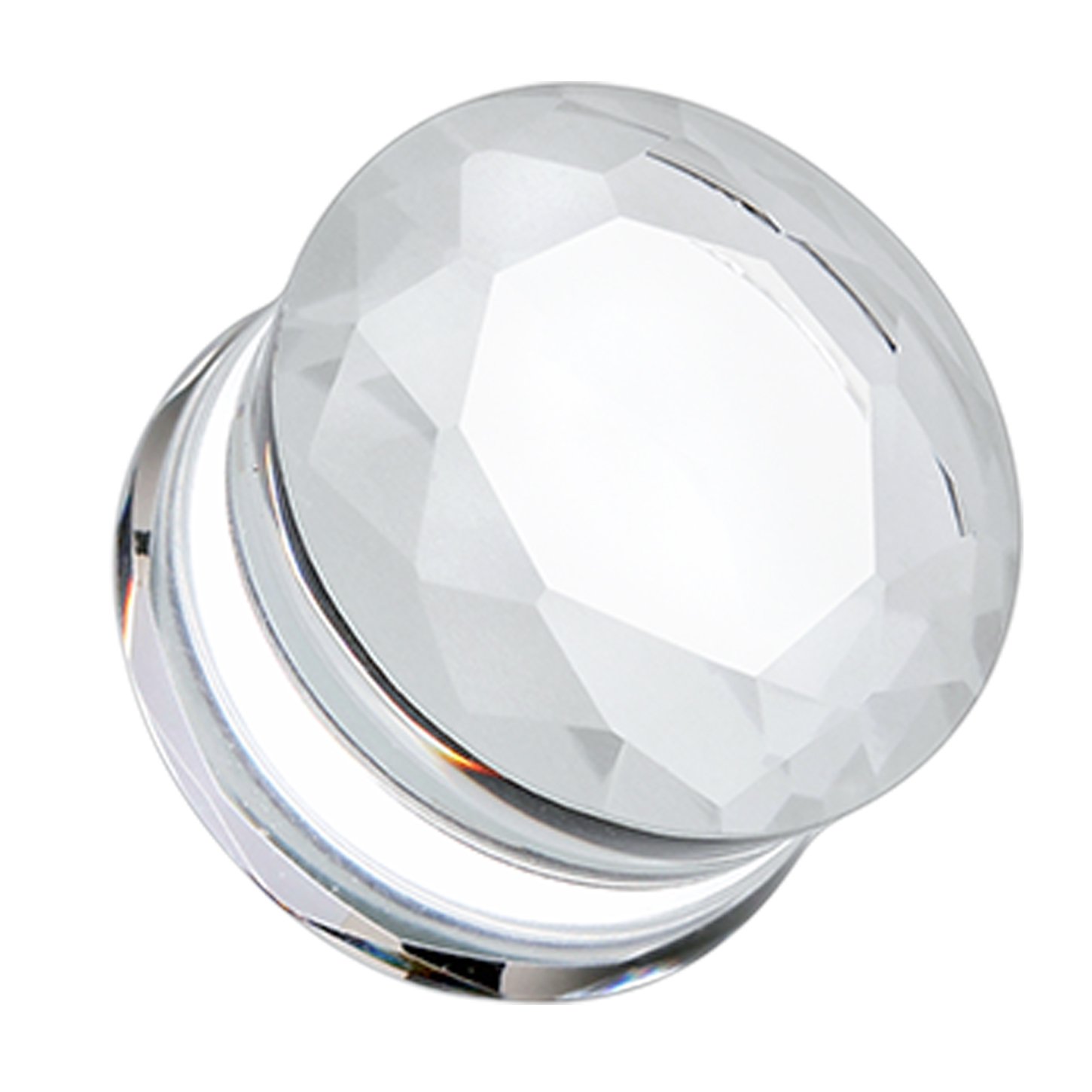 Cosmic - Plugs Faceted Pyrex Glass Double Flared Ear Gauge Plug - 7/16" (11mm) - Clear - Sold as a Pair