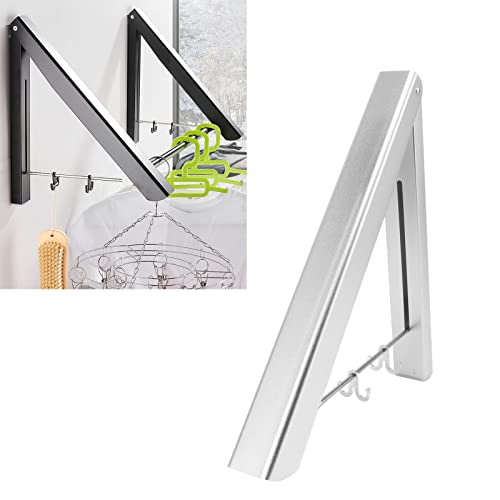 plplaaoo Clothes Drying Rack,Wall Mounted Drying Rack,Durable Aluminum Folding Clothes Drying Rack,Retractable Clothes Hanger Rack for Laundry Room Closet Storage Organization(Silver)