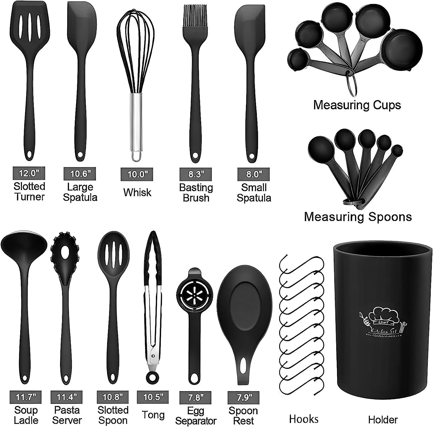 Cooking Utensils Set, 33pcs Silicone Kitchen Utensils Set with Holder, Heat Resistant Non-Stick Silicone, Dishwasher Safe Cooking Gadgets Tools Set,BPA Free Kitchen Tools Gift