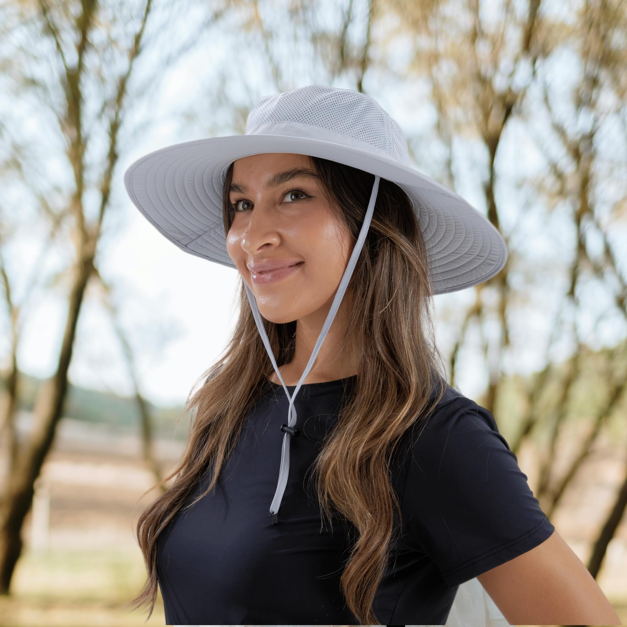 Home Prefer UPF50+ Mens Sun Hat Wide Brim Fishing Hat Airy Womens Sun Protection Hat Gardening Beach Bucket Hat Light Grey