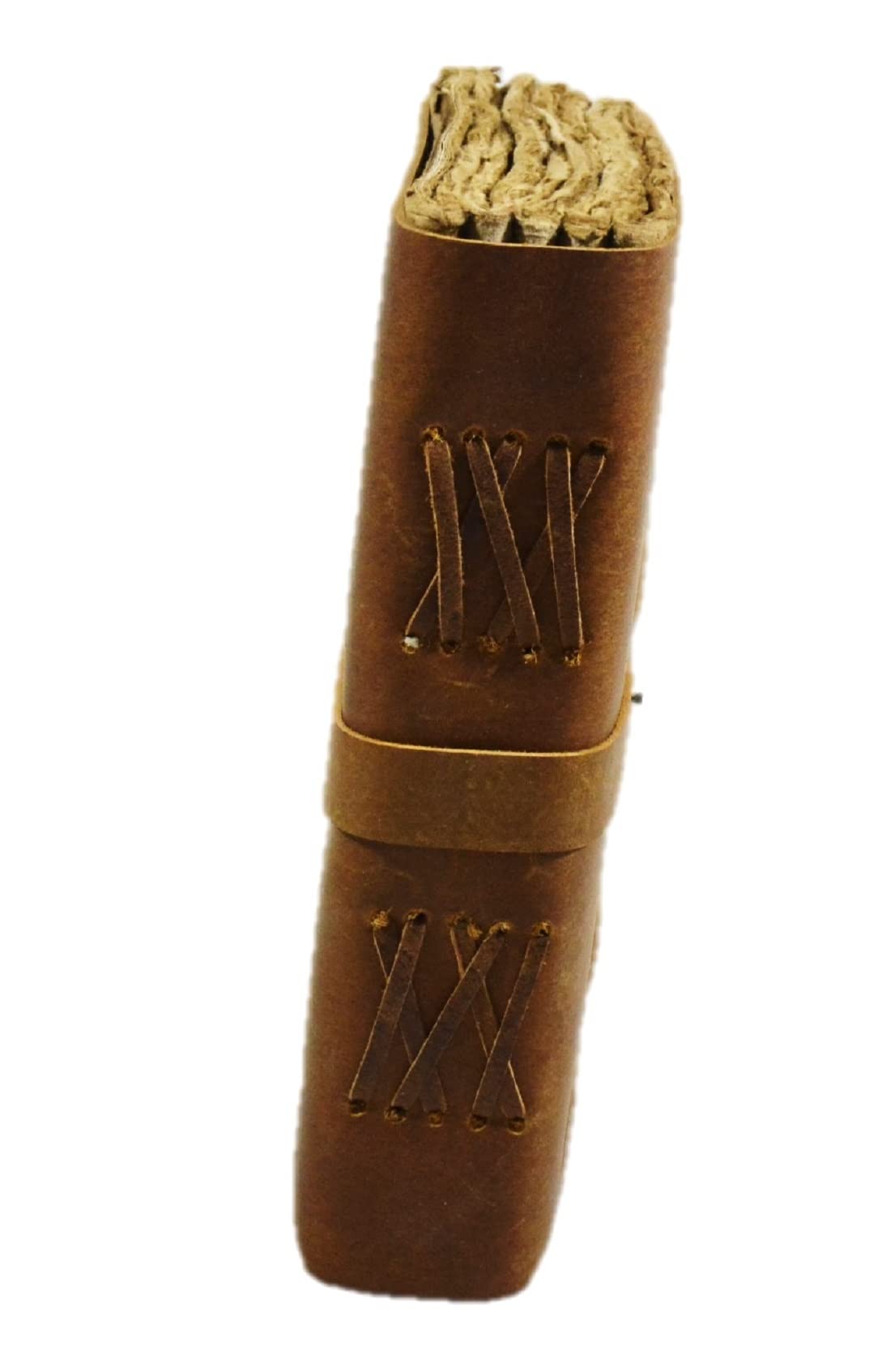 Erangle Genuine Leather Journal-Antique Vintage Deckle edge Handmade Unlined Pages Sketchbook-Drawing Diary for Men and Women, Brown (8" (H) x 6" (L))