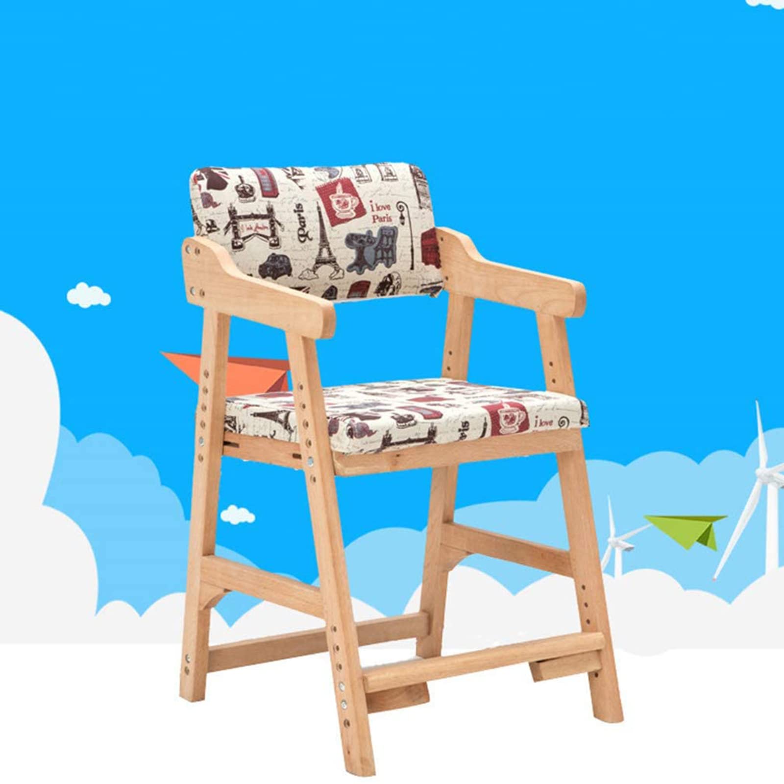 LTT LT Student Safety Chair, Work Chair, Child Work Seat with Armrests, 6 Height Adjustable Children Chair Solid Wood, Suitable for Children of Different Ages,Yellow