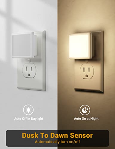 JandCase Night Lights Plug into Wall[4 Pack],Plug in Night Light with Auto Light Sensor,3000K Warm White,Bathroom NightLight for Adults,Hallway,Kitchen