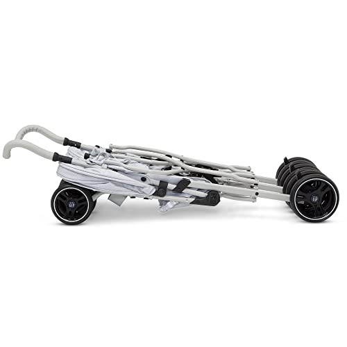 GAP babyGap Classic Side-by-Side Double Stroller - Lightweight Double Stroller with Recline, Extendable Sun Visors & Compact Fold - Made with Sustainable Materials, Grey Stripes
