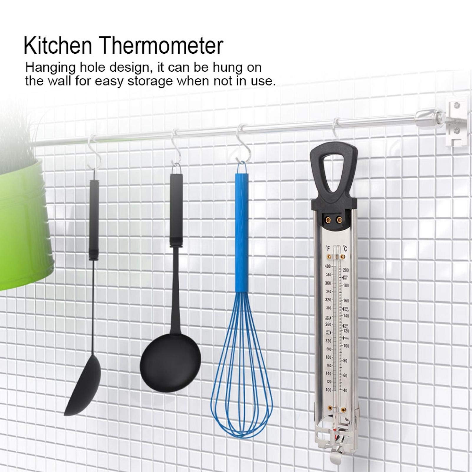 HENGHUAsm Candy Thermometer Fahrenheit Celsius Double Scale Display- Household Kitchen Hanging Candy Thermometer - for Cooking Food Candy, BBQ Grill, Liquids-Accurately Measures Temperature