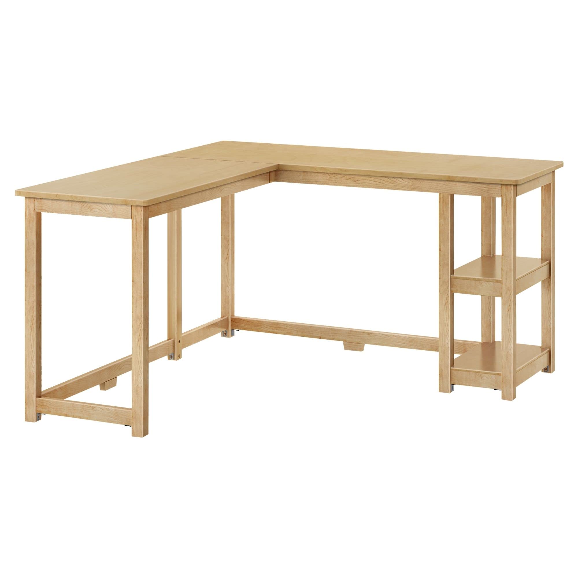 Max & Lily L Shaped Desk, Corner Desk for Home Office, Gaming, Computer with Storage Shelves, 55 x 55 Inches, Natural