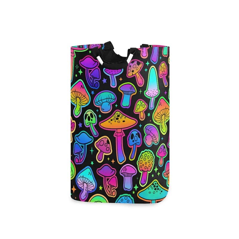 Sletend Large Laundry Basket Mushroom Colorful Large Laundry Basket with Handle Foldable Durable Clothes Hamper Laundry Bag Toy Bin