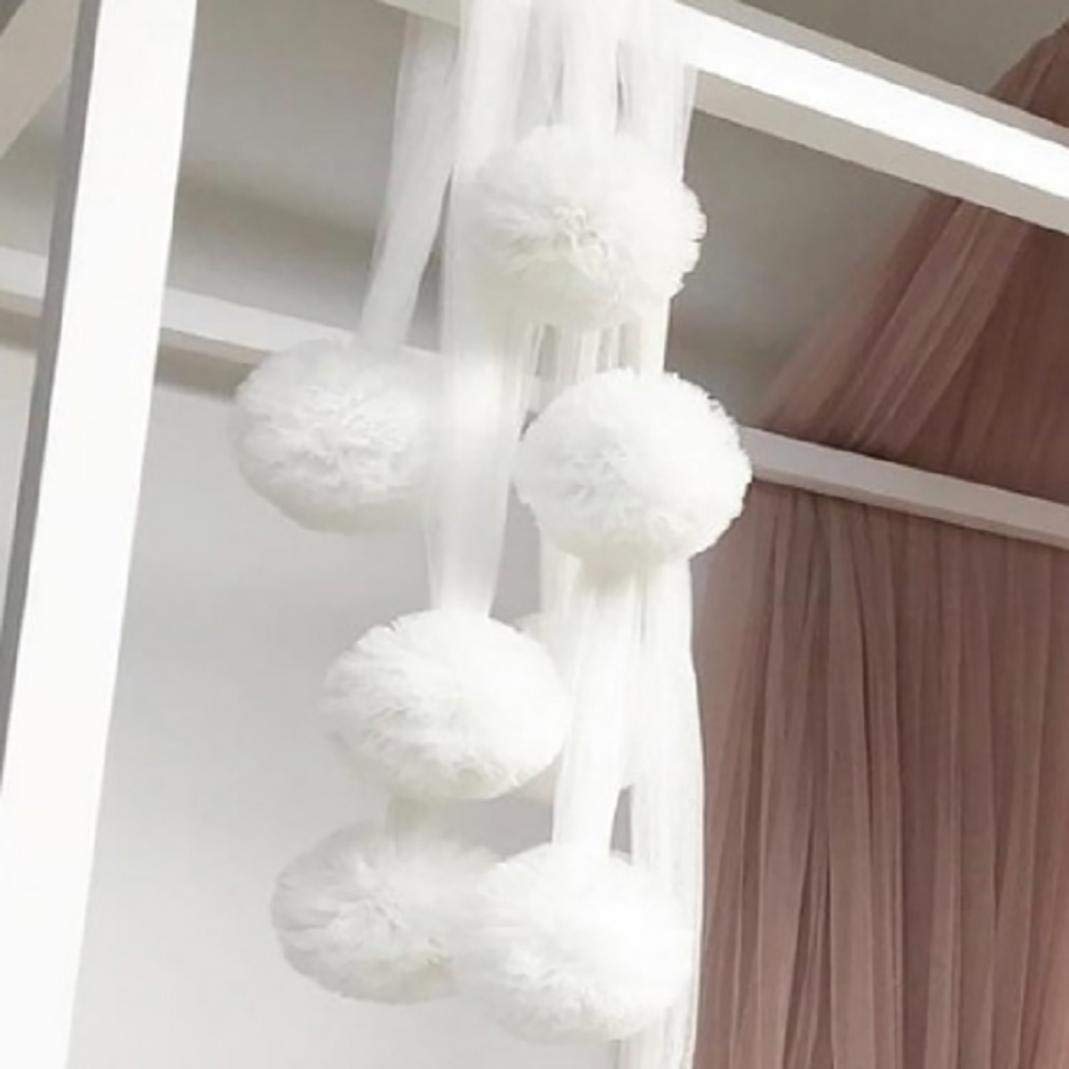 difcuyg5Ozw Lightweight Home Bed Netting Hanging Chiffon Balls Decoration, Lovely Mosquito Net Ornament Accessories - White