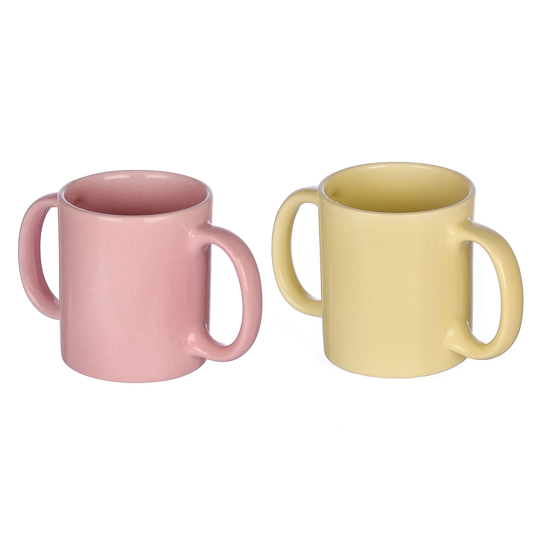 HealthGoodsIn Dual Handle Mug (Double Grip Mug) Set of 2 for Secure Hold, 11.83 Fl. Oz. (350 Ml) (Pastel Color)