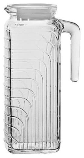 Friwer Gelo Glass Jug With White Lid, Easy Pour Spout & Handle – For Water, Juice, Iced Coffee & Iced Tea, 41-Ounce (1.2 Liter)