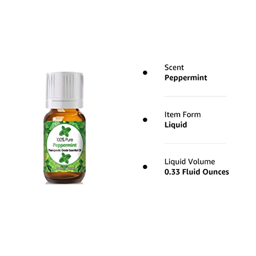 Diffuse Essential Oils 10ml - Pure Peppermint Essential Oil - 0.33 oz