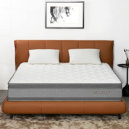 Queen Mattress, MOLBLLY 12 Inch Cooling-Gel Memory Foam and Individually Pocket Innerspring Hybrid Queen Bed Mattress in a Box, CertiPUR-US Certified,60β*80β, Medium Firm